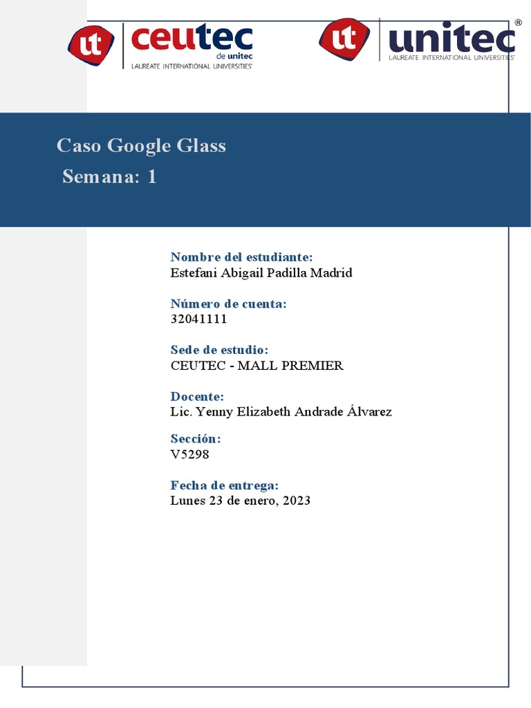S1-Tarea 1.1 Caso Google Glass | PDF | Facebook | Informática