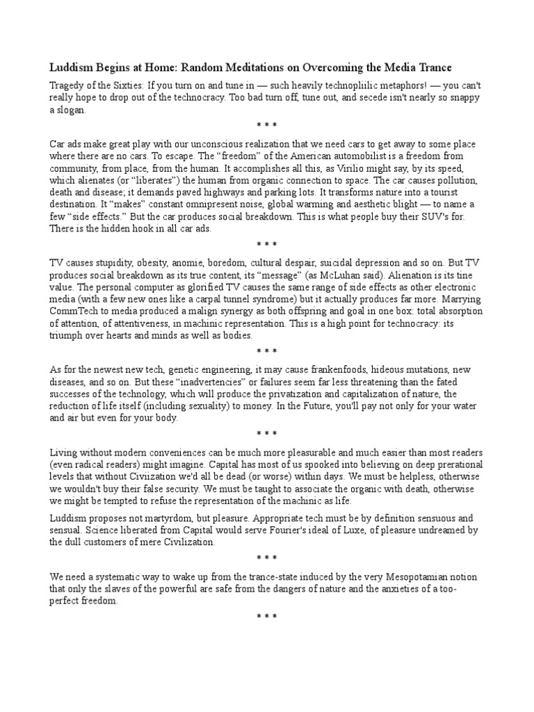 Luddism Begins at Home | PDF | Nature