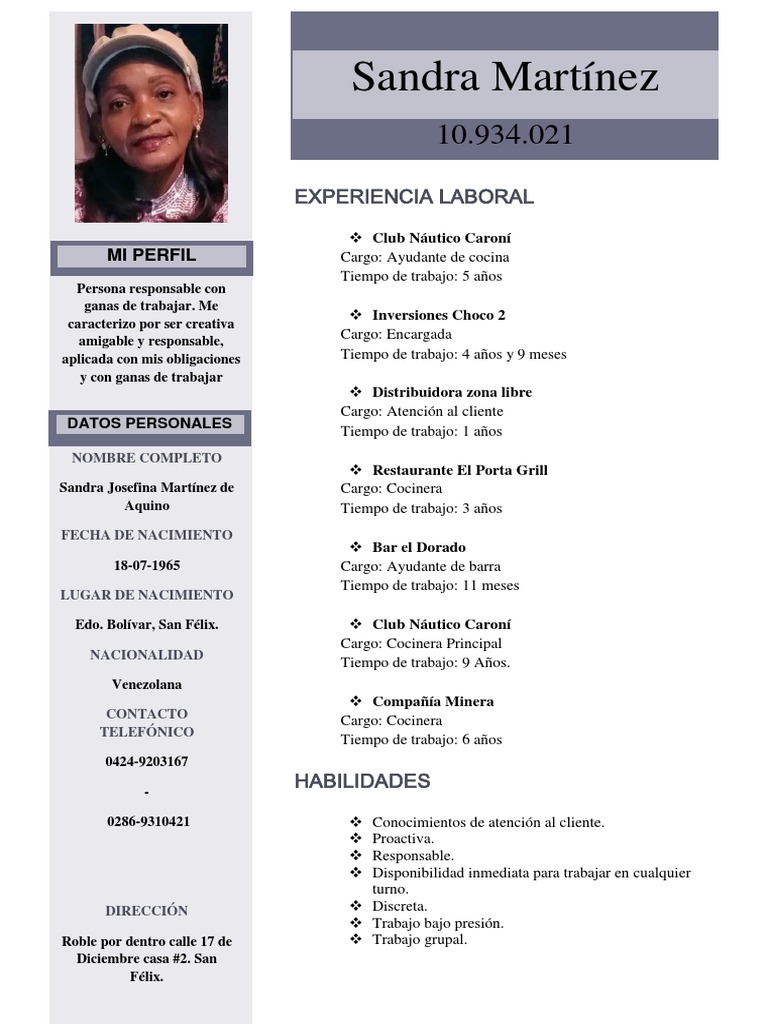 Curriculo Sandra Martinez | PDF