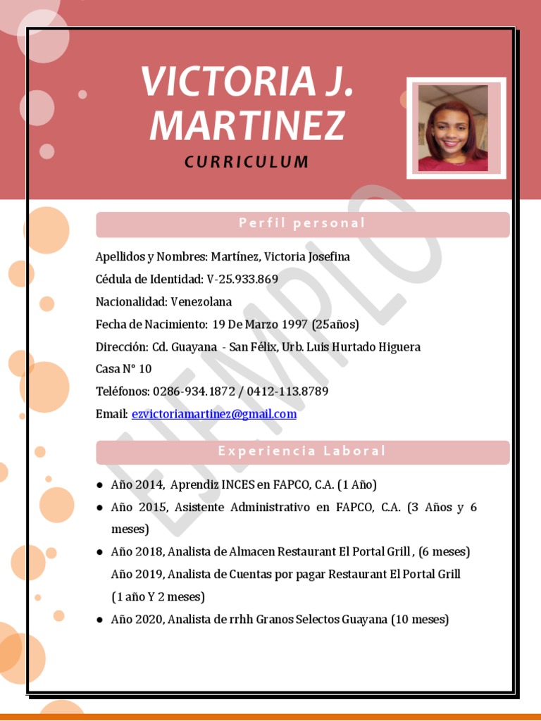Curriculum Martinez Victoria | PDF