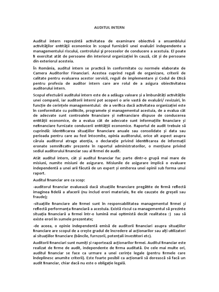 Audit Intern - Referat | PDF Audit Intern - Referat | PDF