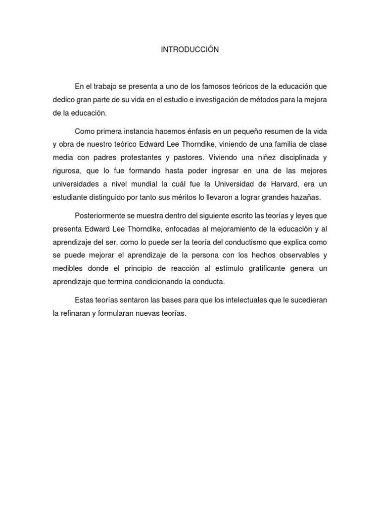 Thorndike Conductismo | PDF