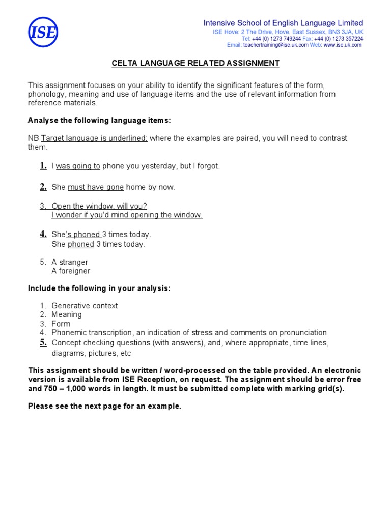 CELTA Language Related Assignment (New) | PDF | Phonology | Syllable