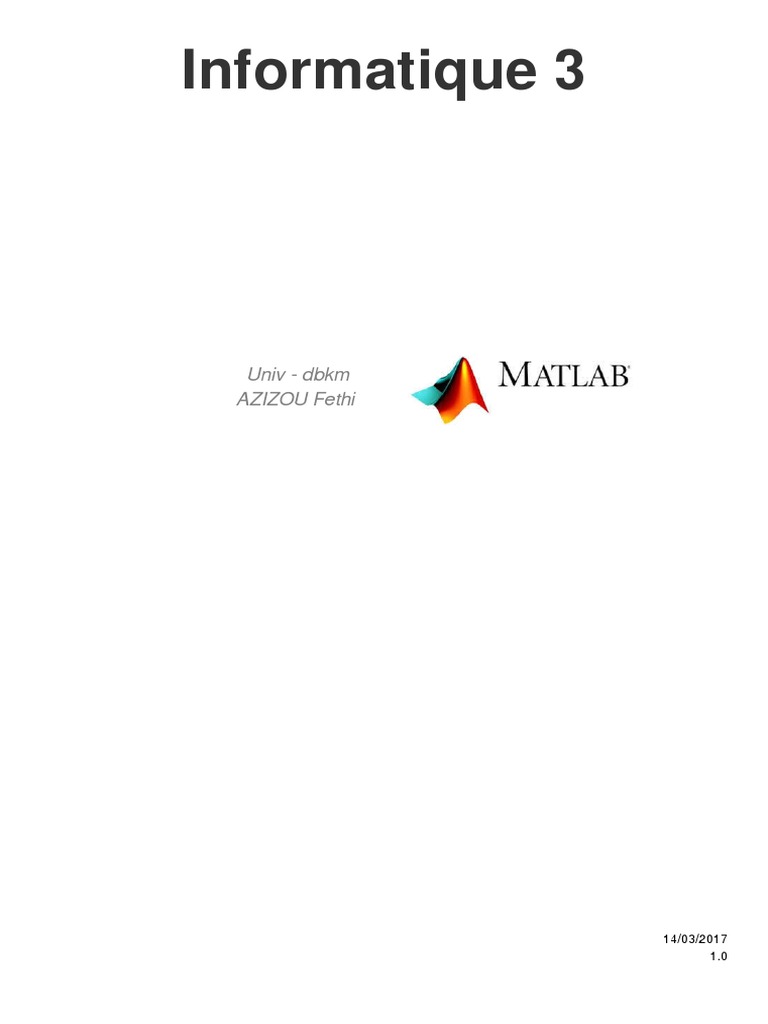 Chapitre 1 | PDF | MATLAB | Programmation informatique