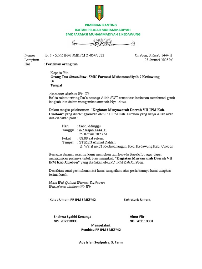 Surat Izin dan Mandat IPM Cirebon | PDF