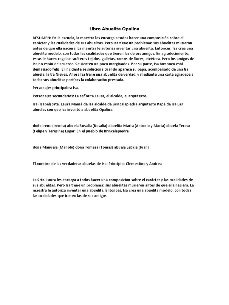 Libro Abuelita Opalina | PDF