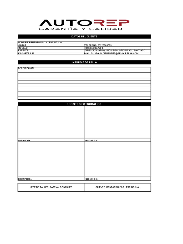 Plantilla Informe de Falla | PDF
