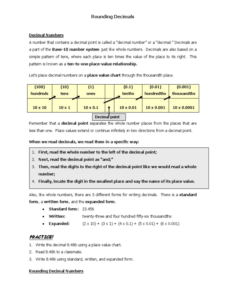 Rounding Decimals Notes | PDF