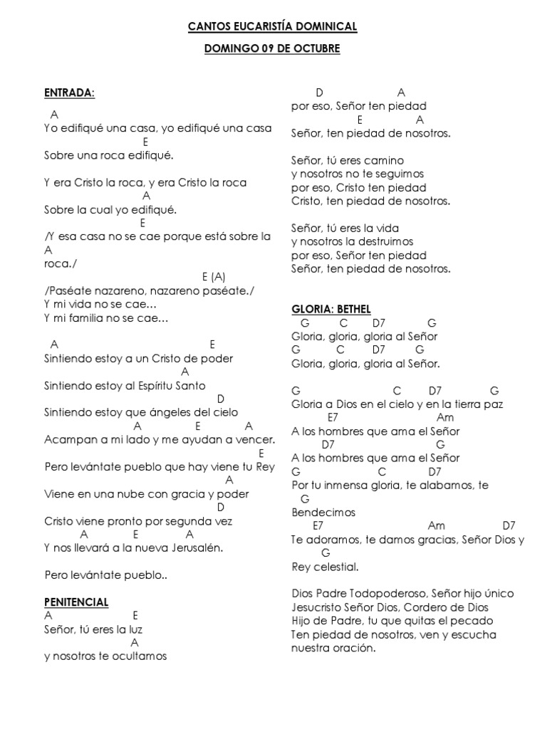 Cantos Con Acordes Pdf Cristo Título Eucaristía