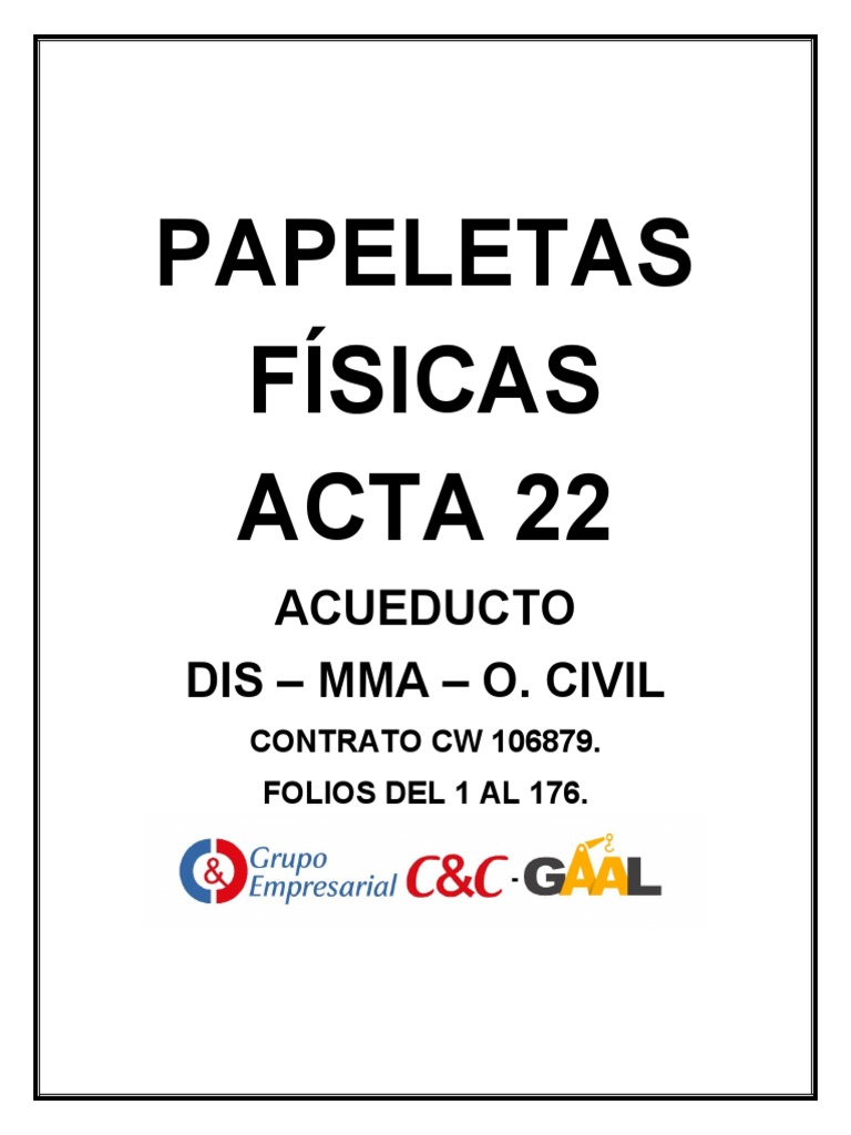 Contrato para la construcción de un acueducto en la ciudad de Acta 22 según las especificaciones ...