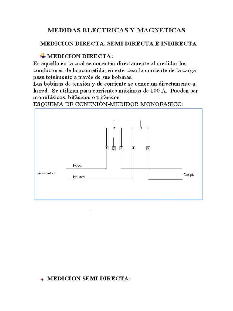 Medición Directa, Semi Directa e Indirecta | PDF | Corriente eléctrica ...