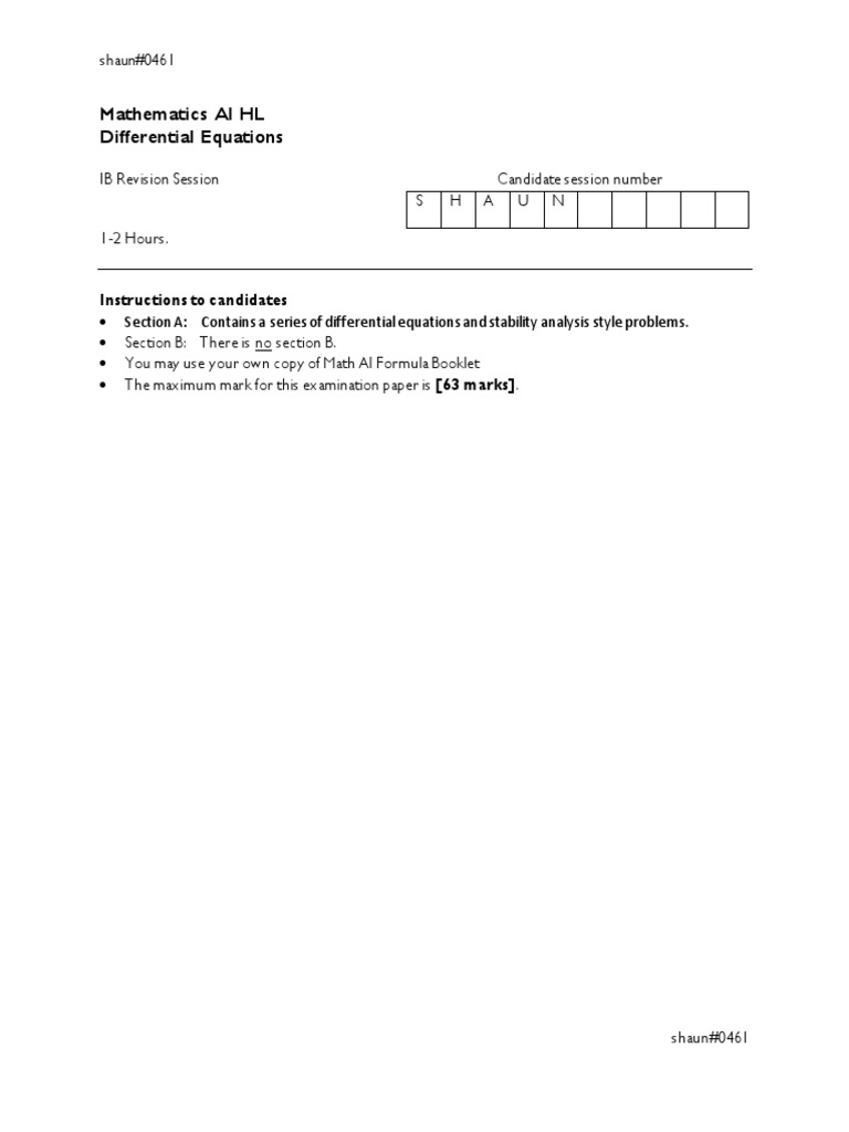 IB Math AI HL Differential Equations | PDF | Eigenvalues And ...