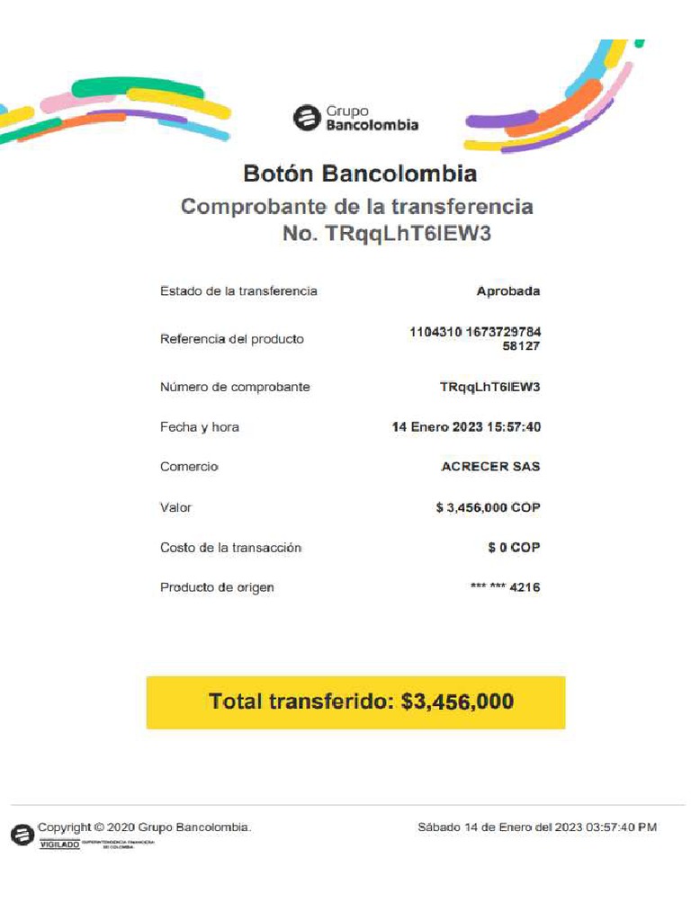 Comprobante Transferencia Boton | PDF