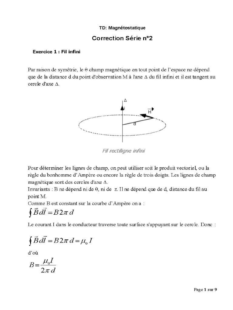 TD Magnétostatique 02 2016-2017 Corrige | PDF