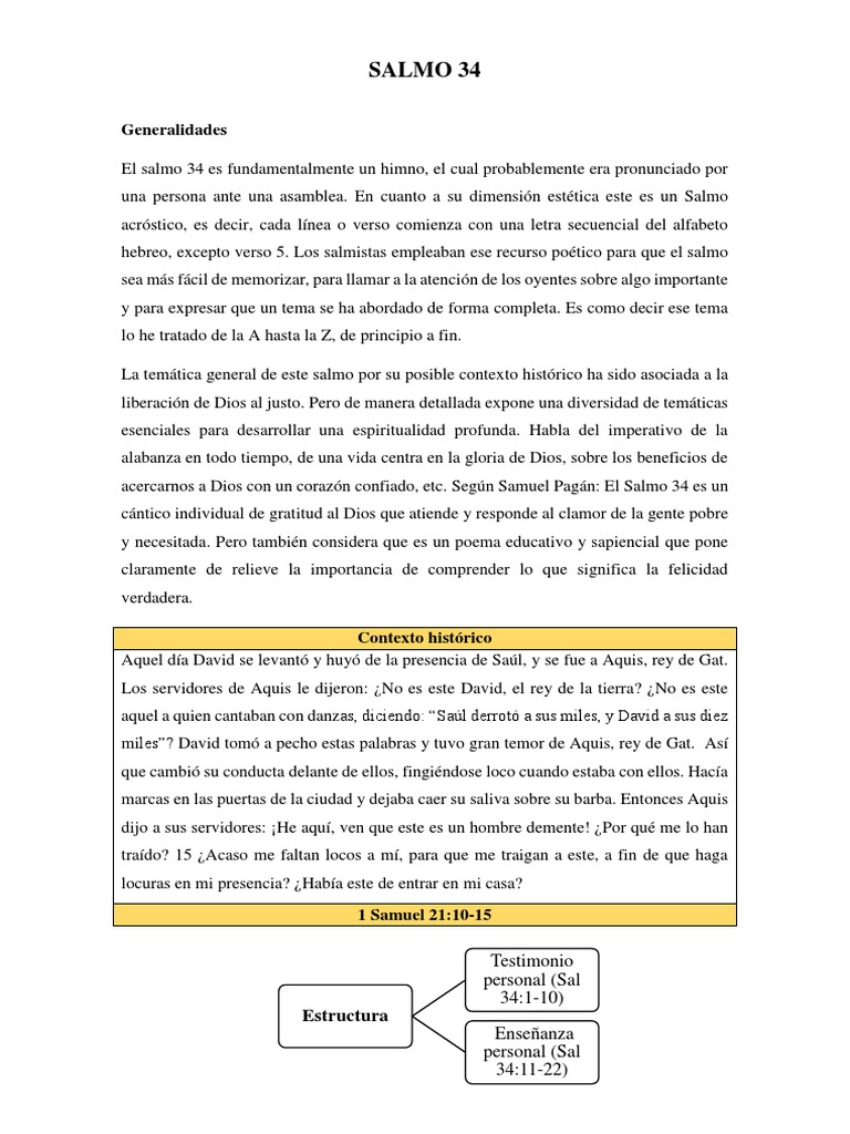 Salmo 34 Primera Parte I | PDF | Salmos | Dios