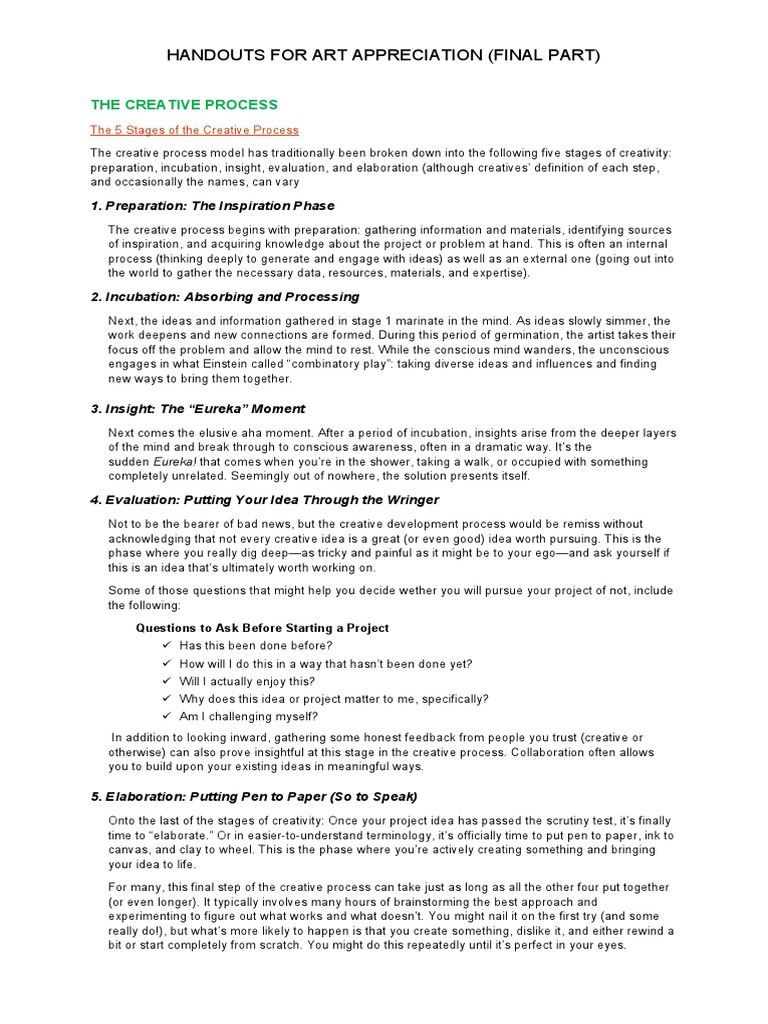 Stages of the Creative Process in Art | PDF | Sculpture | Gothic ...