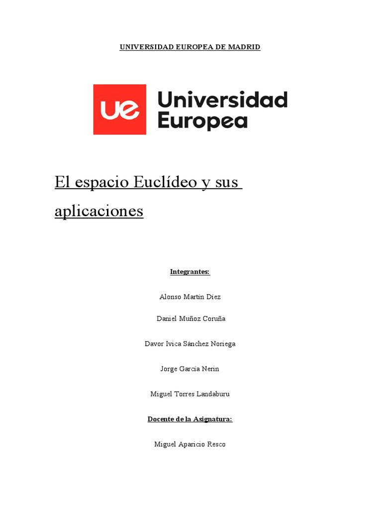Aplicaciones del Espacio Euclídeo | PDF | Espacio vectorial | Escalar (Matemáticas)
