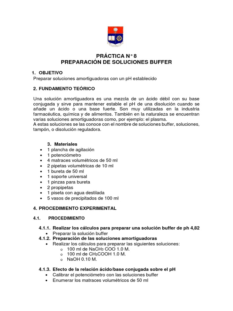 Preparación de soluciones buffer con pH establecido | PDF | Solución tampón | Ph