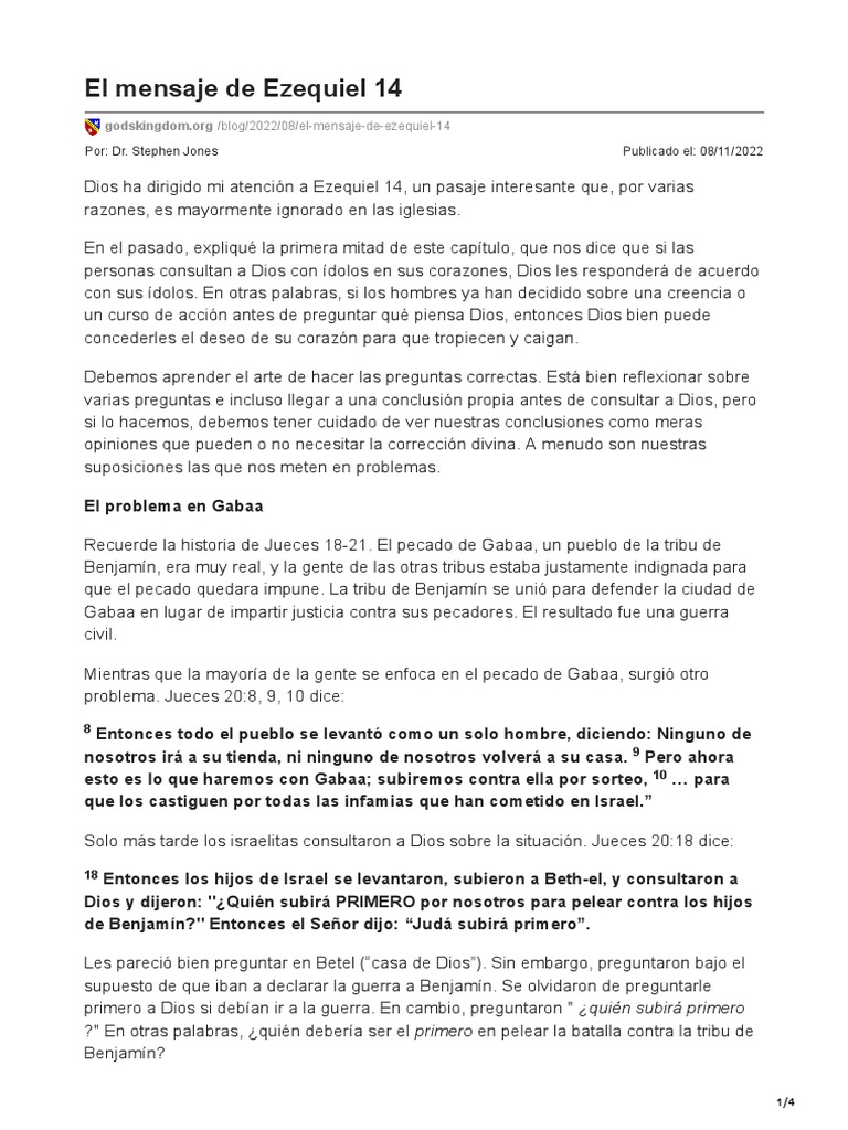 The Message of Ezekiel 14 (1) Español | PDF | Ezequiel | Pecado