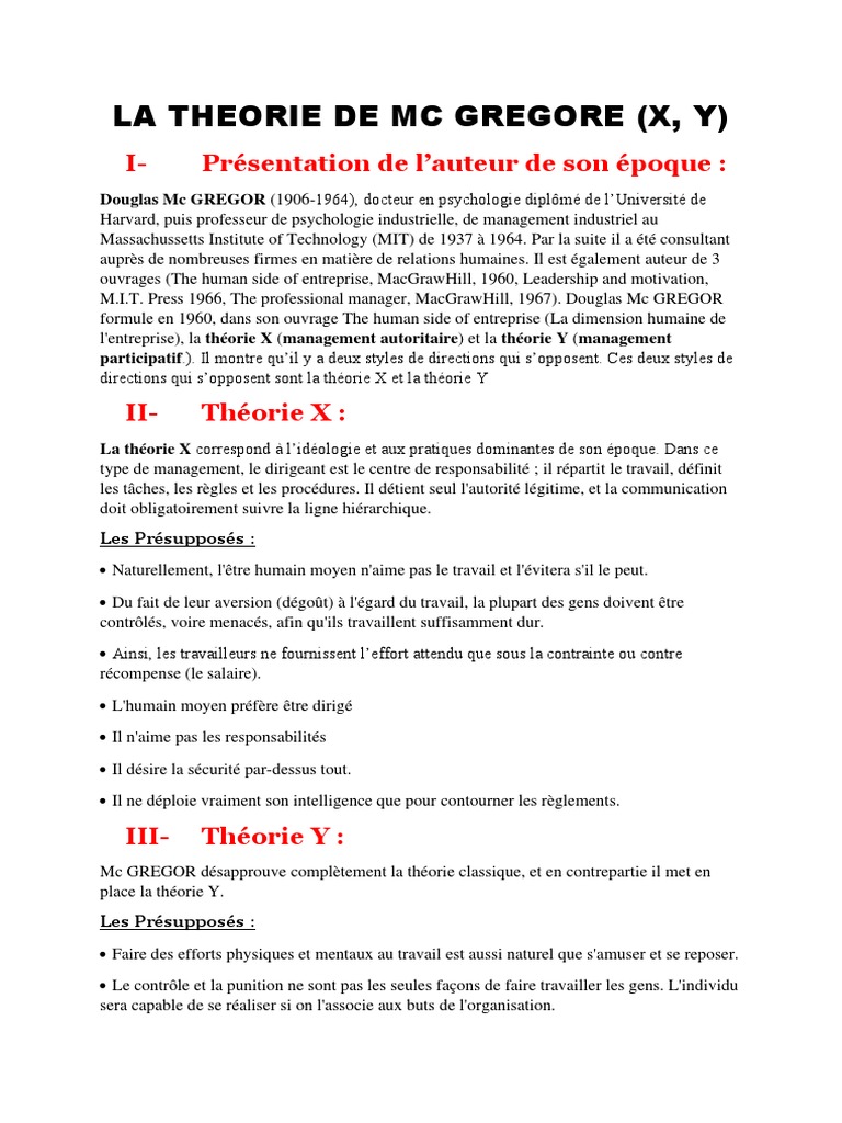 La Theorie de MC Gregore | PDF | Business | Direction