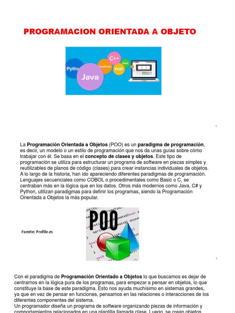 5 - Programacion Orientada A Objeto | PDF | Objeto (informática) | Programación orientada a objetos