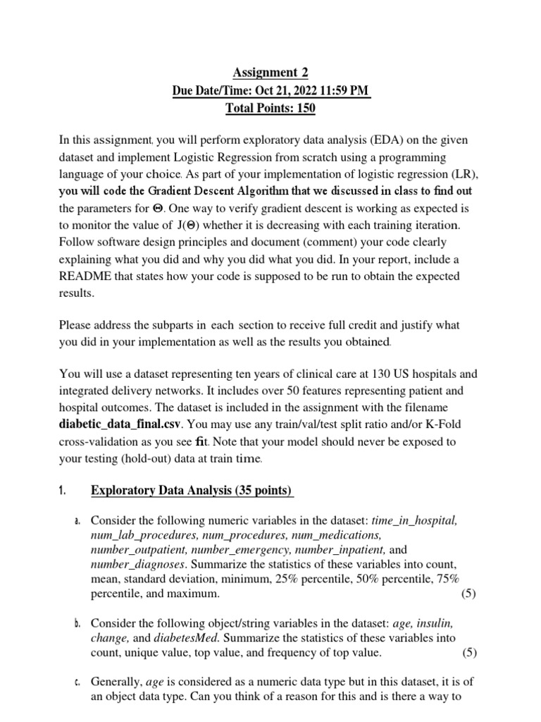 Cs 7830 Assignment 2 Questions 2022 Pdf Regression Analysis Logistic Regression 1090