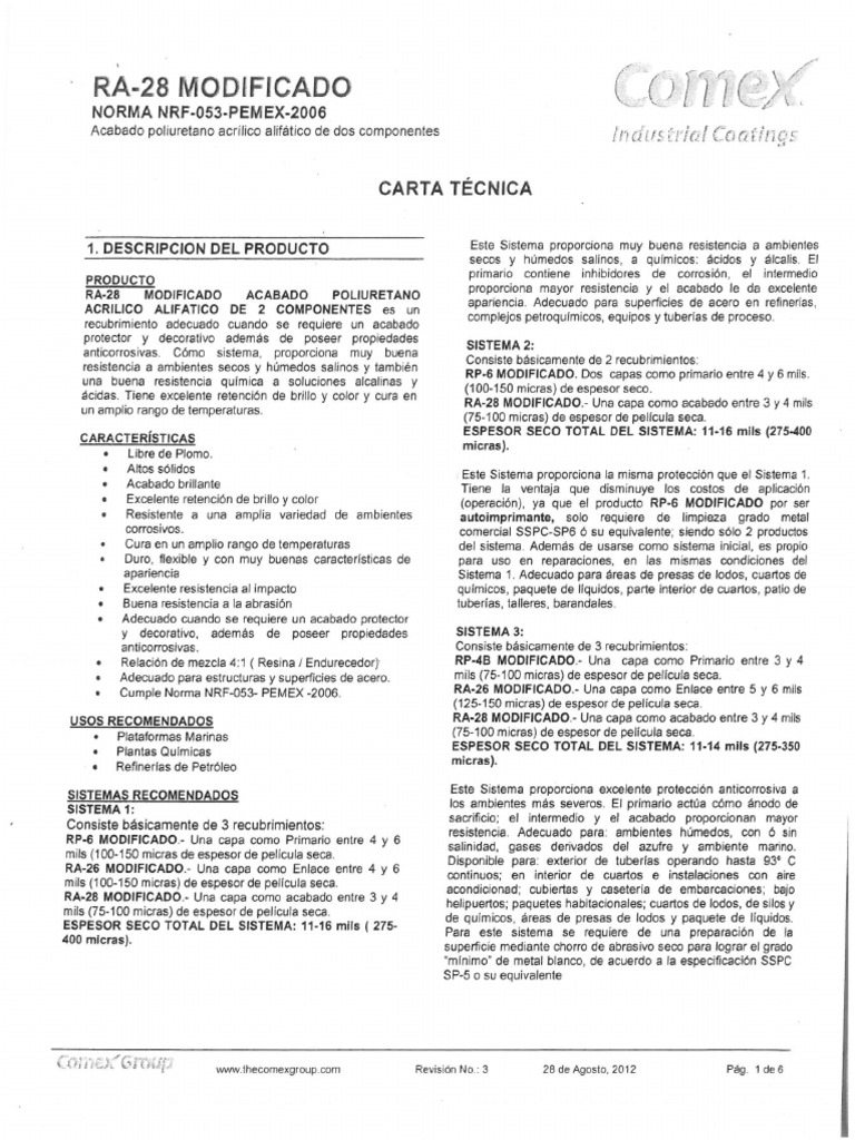 Ficha Tecnica Ra-28 | PDF