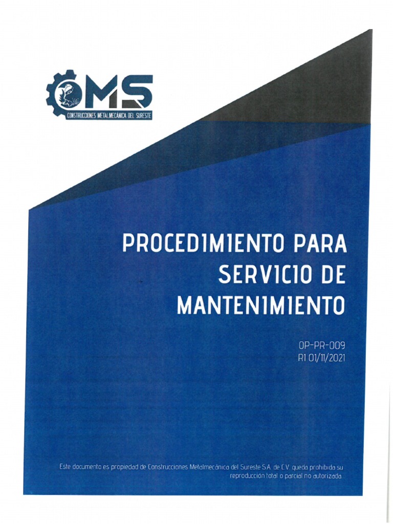Procedimiento para Mantenimiento | PDF