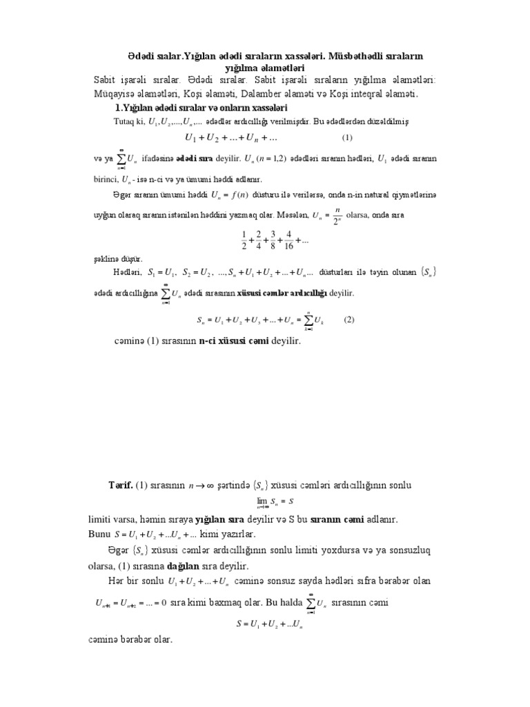 Riyazi Analiz-2 | PDF