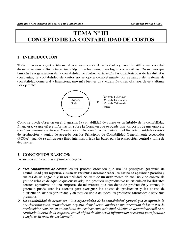 Contabilidad de costos: concepto, importancia y aplicaciones | PDF | Contabilidad | Contabilidad ...