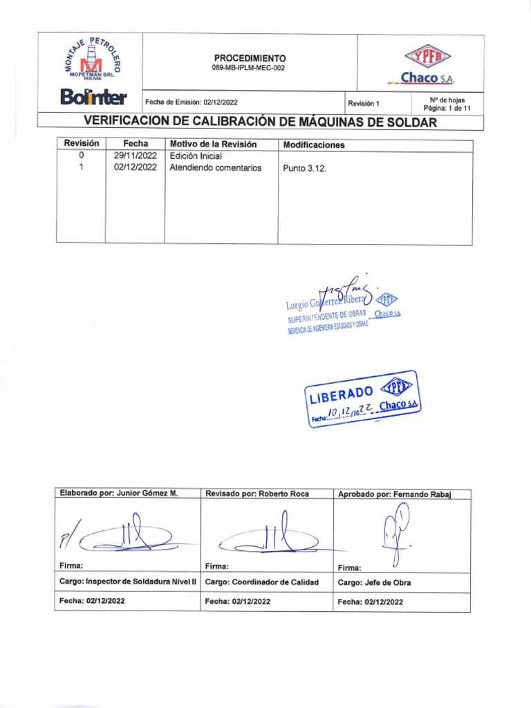 089-MB-IPLM-MEC-002 Rev. 1 | PDF | Soldadura | Construcción 089-MB-IPLM-MEC-002 Rev. 1 | PDF | Soldadura | Construcción