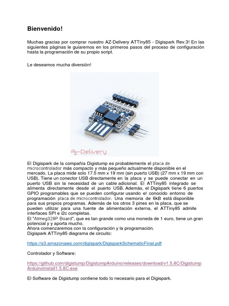 ATTiny85 Digispark Esp | PDF | USB | Microcontrolador