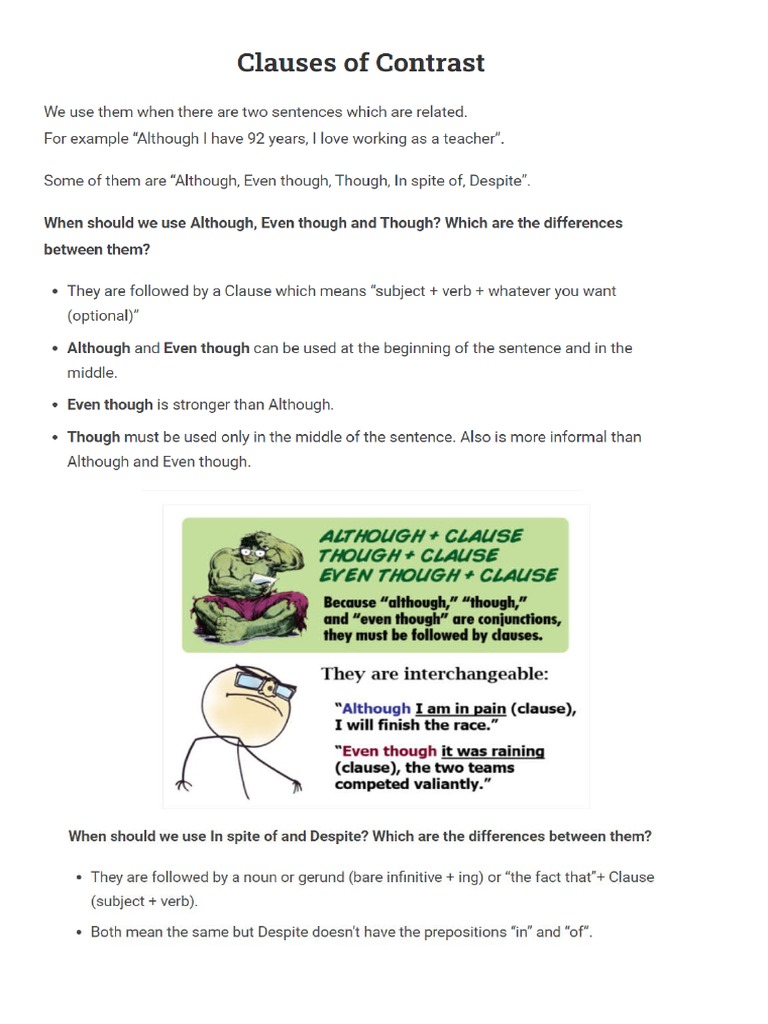 Clauses of Contrast and Purpose | PDF