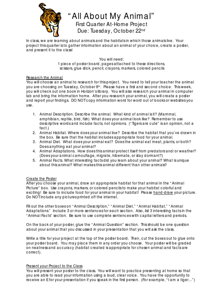 Animal Project Directions and Rubric 2013-14 | PDF