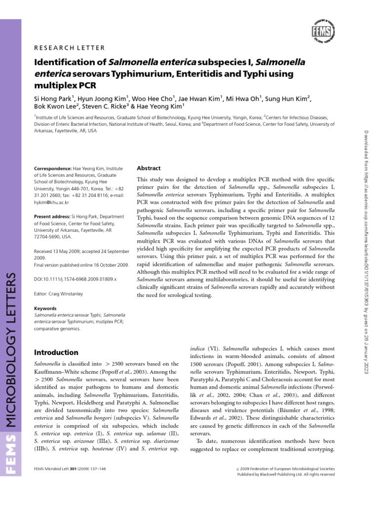 Salmonella Enterica Salmonella Enterica | PDF | Salmonella | Biotechnology