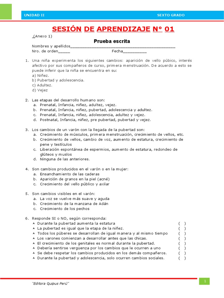 Anexo de Sesiones de Aprendizaje - Unidad Didáctica II - Editora Quipus Perú | PDF ...
