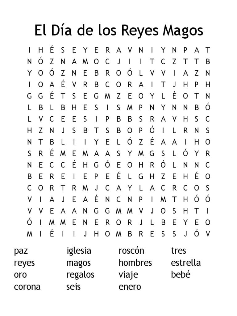 Sopa De Letras De Enero