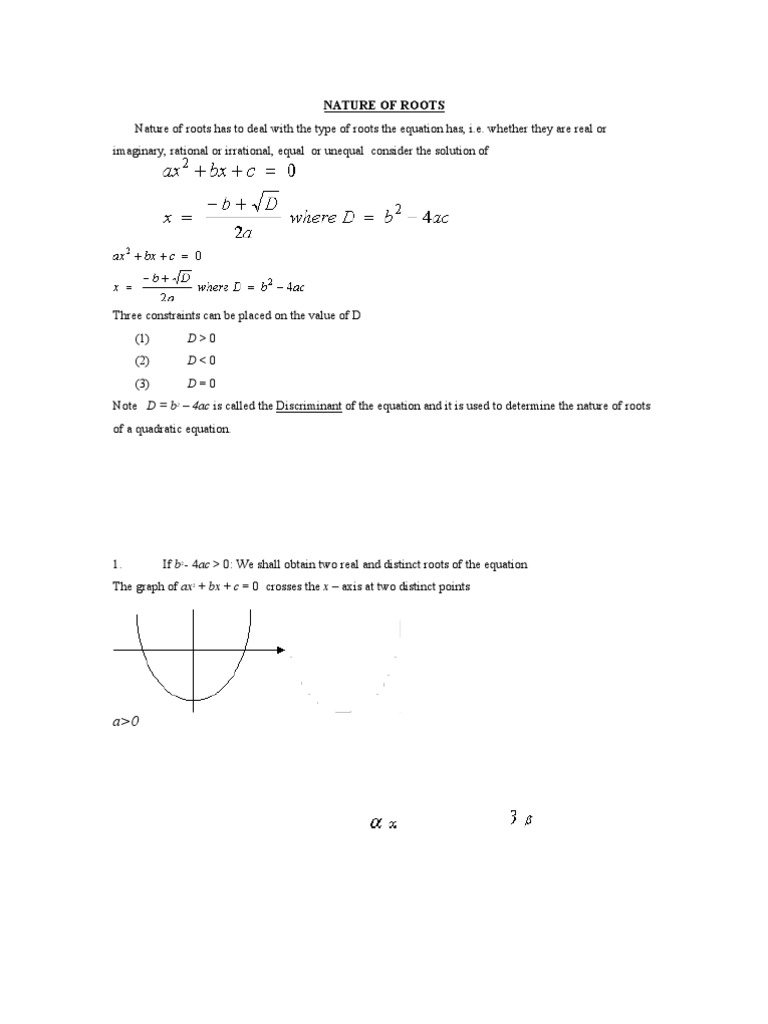Nature of Roots | PDF | Quadratic Equation | Analysis