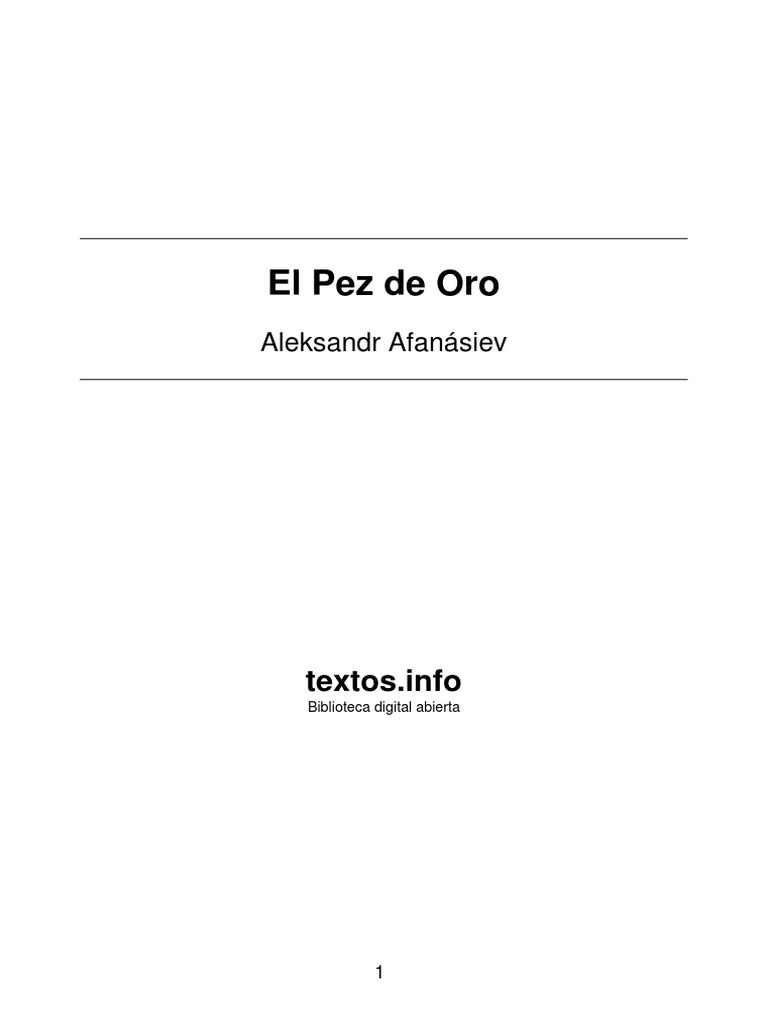 El Pez de Oro: Cuento Clásico Infantil | PDF | Imperio ruso