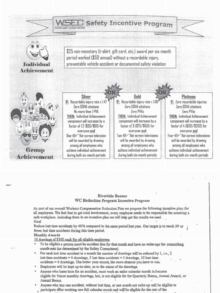 Examples of Rate-Based Incentive Programs Submitted To OSHA Regulatory ...