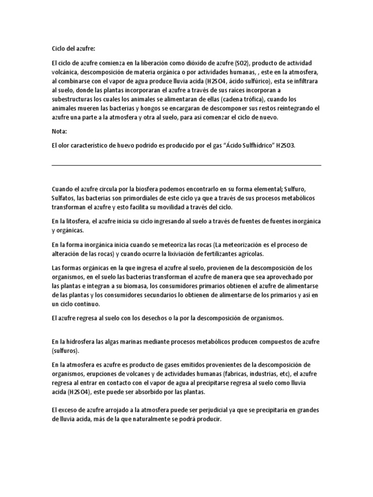 Ciclo de Azufre | PDF
