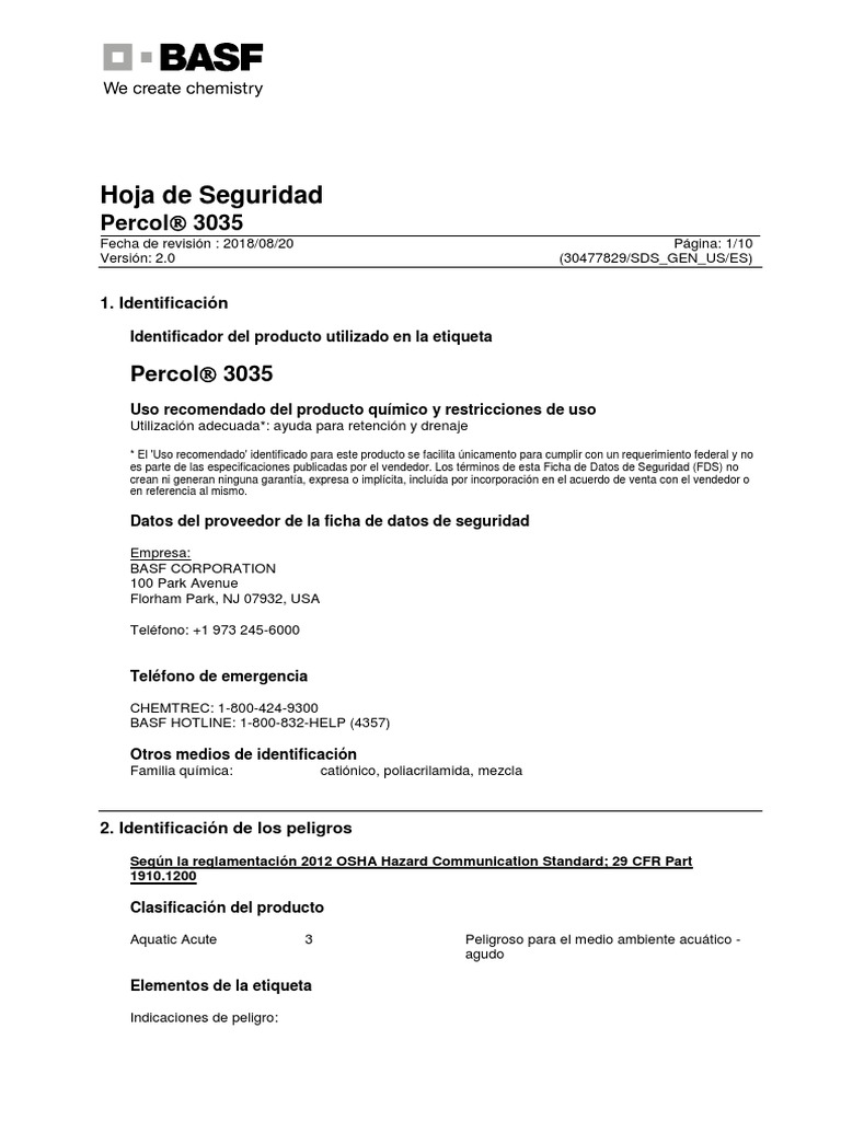 Percol 3035 ES | PDF | Agua | Combustión