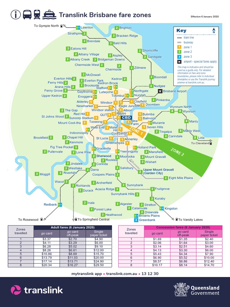 Brisbane Fare Zone Map | PDF | Brisbane | Queensland