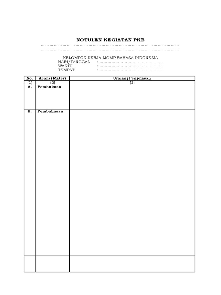 Blangko Notulen Rapat | PDF