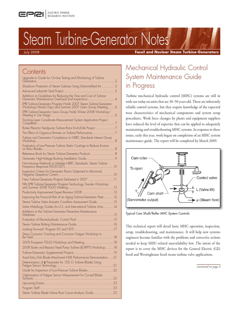 EPRI Steam Turbine Generator Notes | PDF | Turbine | Electric Generator