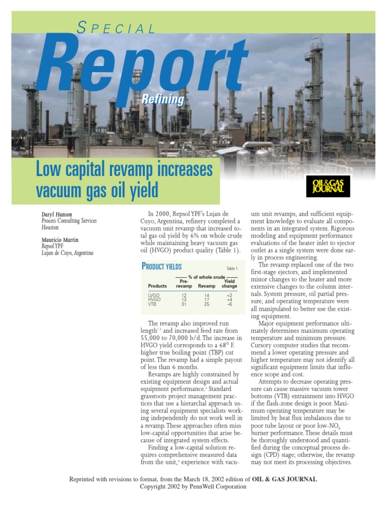 Hanson e Martin (2002) - Low Capital Revamp Increases Vacuum Gas Oil ...