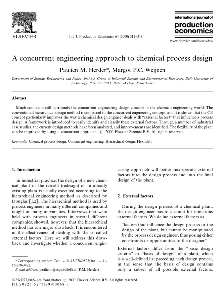 Concurrent Engineering in Chemical Design | PDF | Technology & Engineering