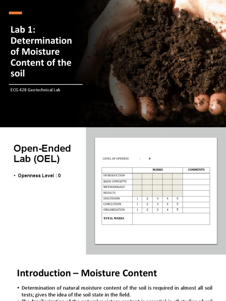 Lab 1 Moisture Content - Level 0 | PDF | Experiment | Soil