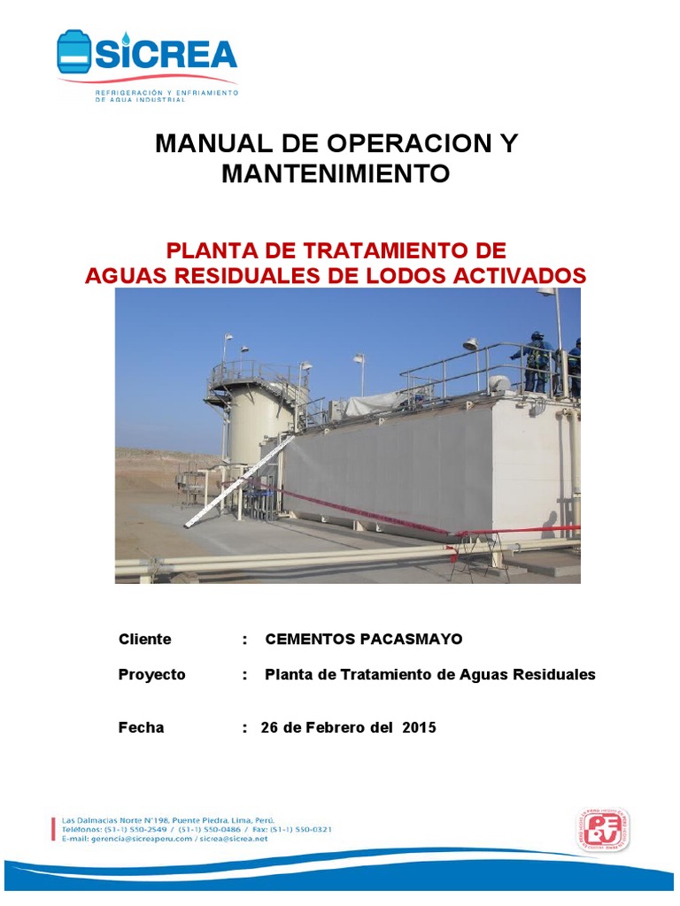 Manual de Operacion y Mantenimiento Ptar | Descargar gratis PDF | Aguas residuales | Bomba