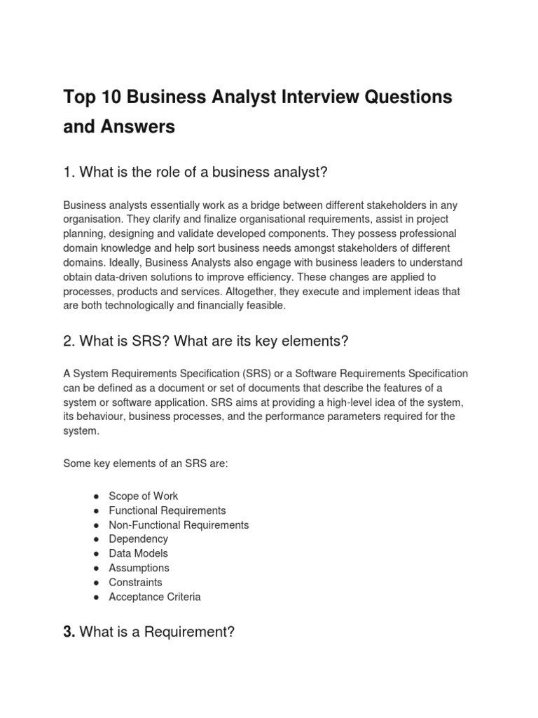 BA Interview Questions and Answers | PDF | Use Case | Agile Software ...